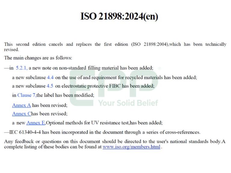 ISO 21898:2024 : Key Updates for FIBCs in Non-Dangerous Goods